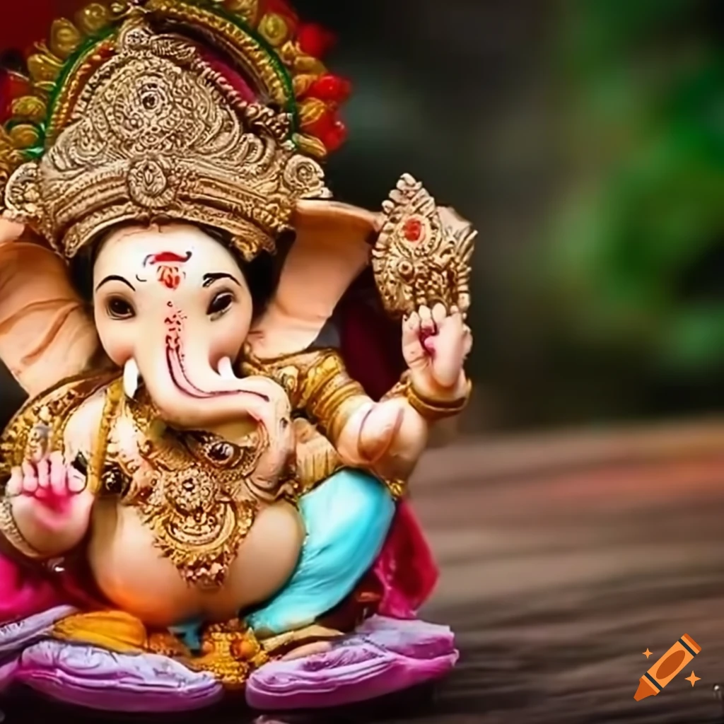 Playful bal ganesh with a mouse on Craiyon