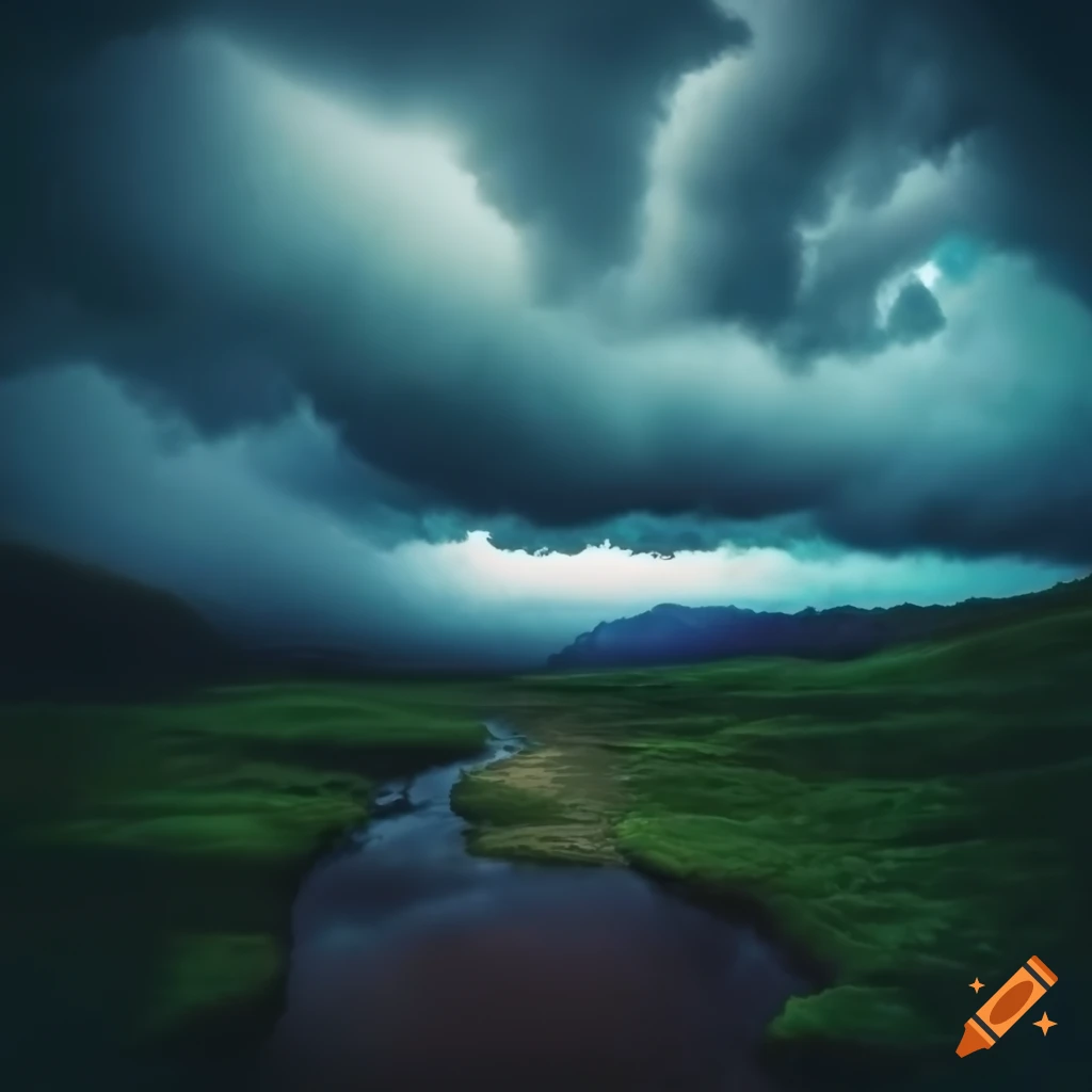 Captivating stormy sky above a scenic landscape