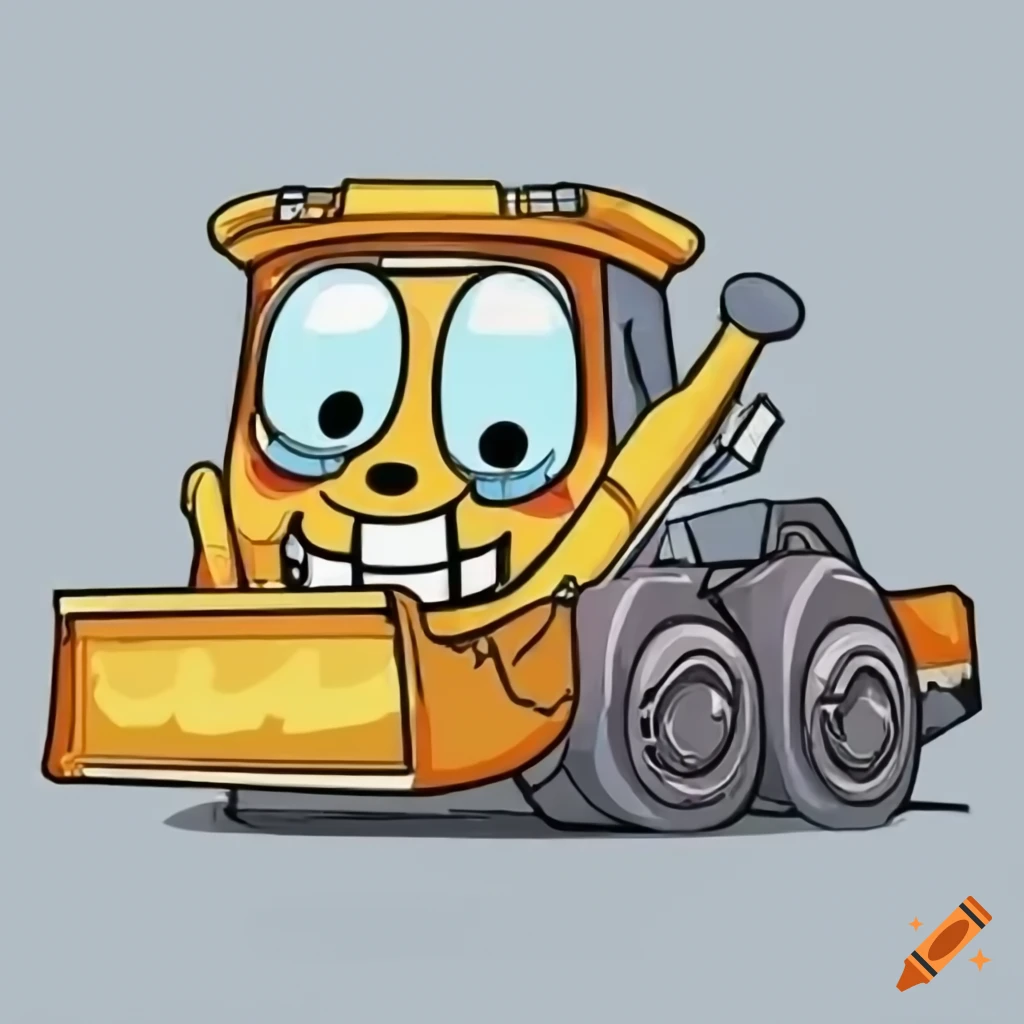 Coloring page of a friendly bulldozer with a driver on Craiyon
