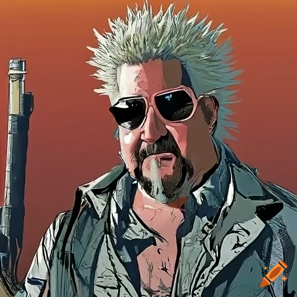 Digital art of guy fieri in a zombie apocalypse on Craiyon