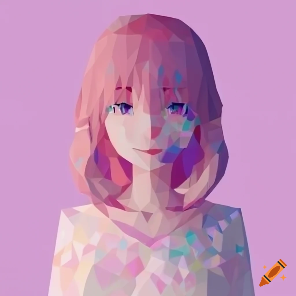 Pastel low poly anime girl on Craiyon