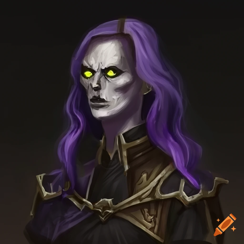 Intricately detailed oil painting of a male warlock in black armor and ...