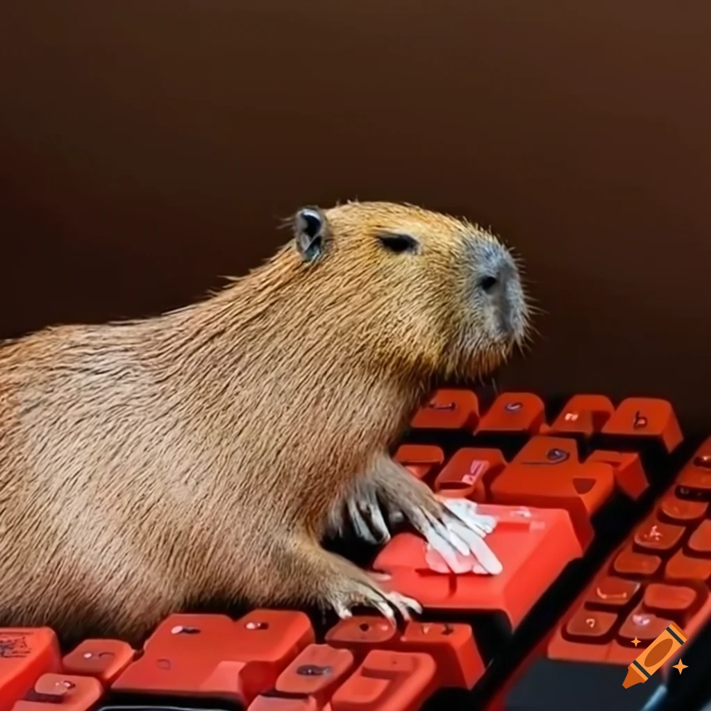 Colorful keyboard with a capybara keycap