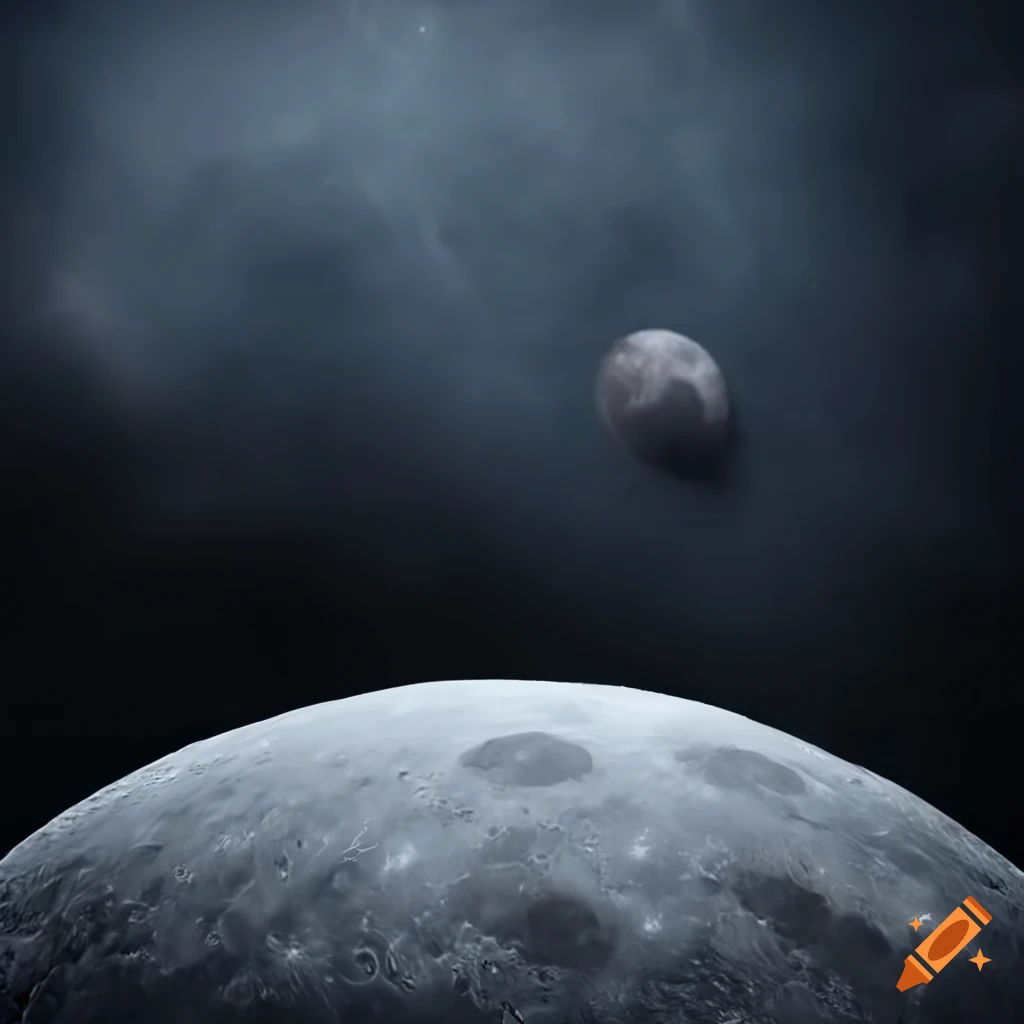 Mysterious creature under the moon's surface on Craiyon