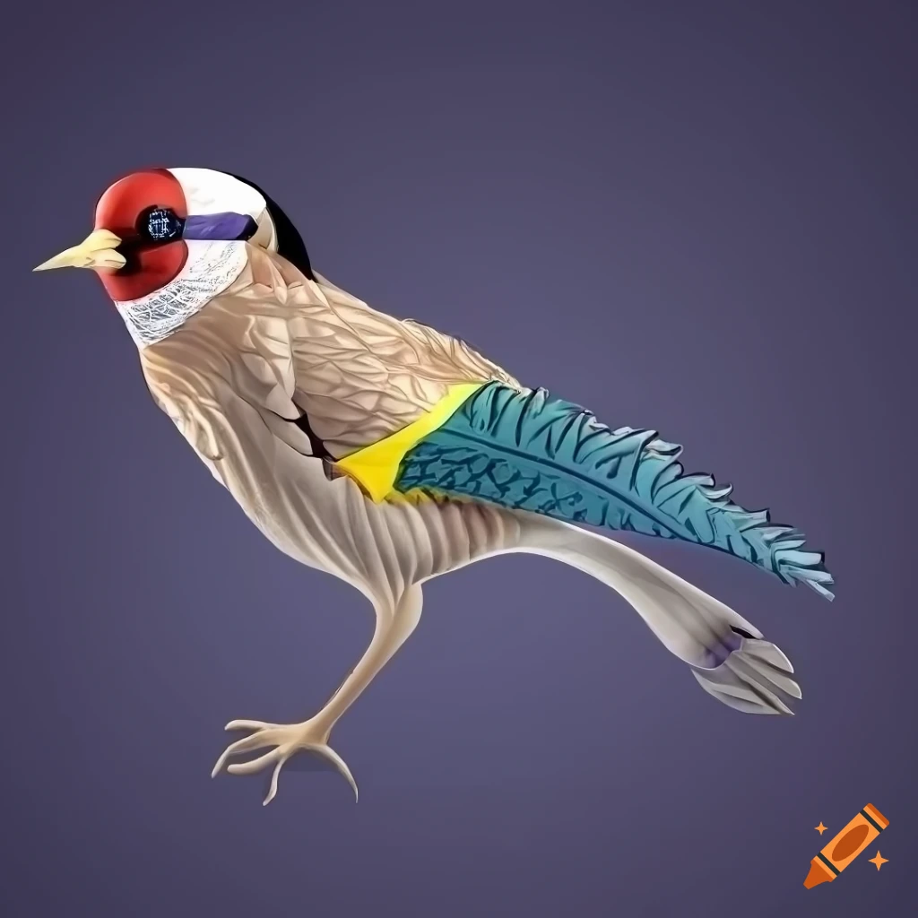 Intricately illustrated european goldfinch bird on Craiyon