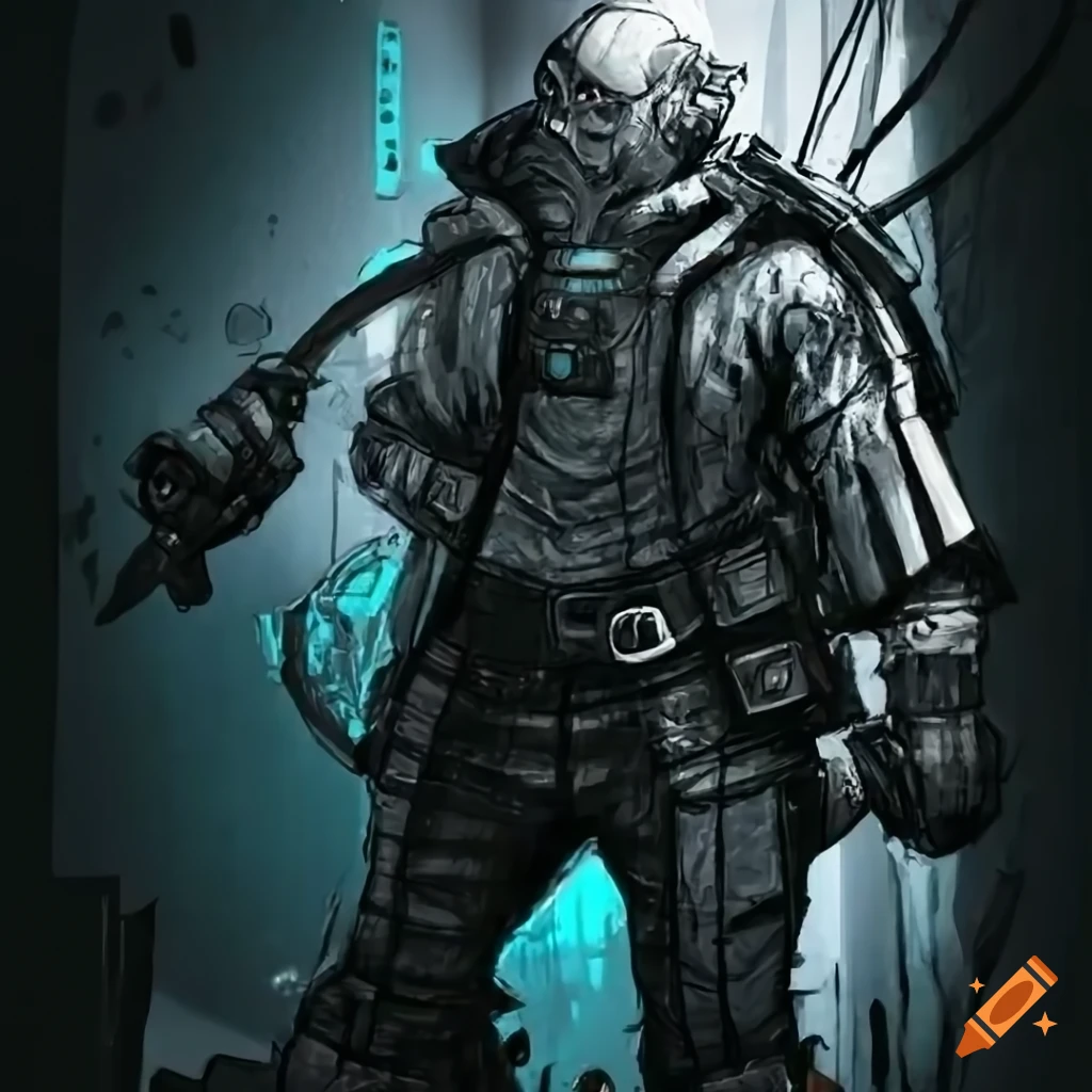 Cyberpunk pirate with a futuristic flintlock on Craiyon