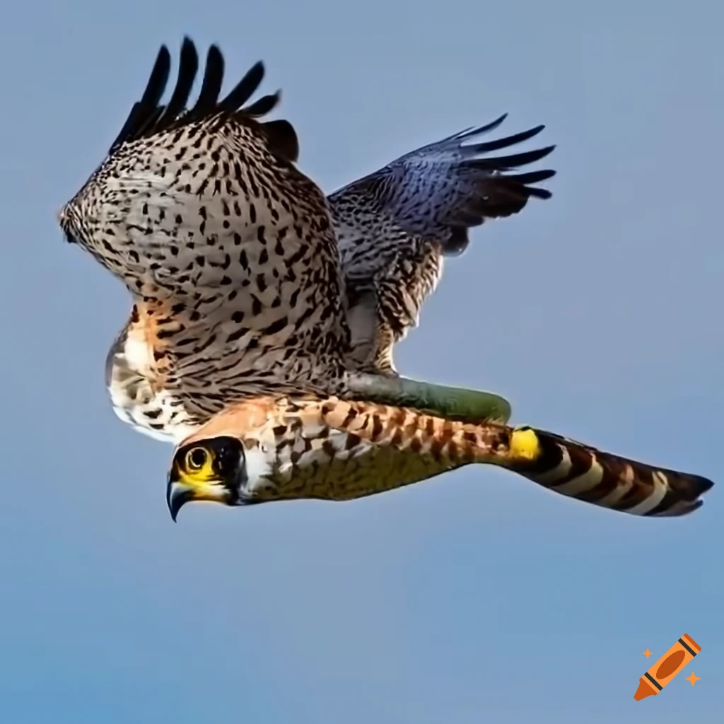 Imagen de un halcón peregrino volando on Craiyon