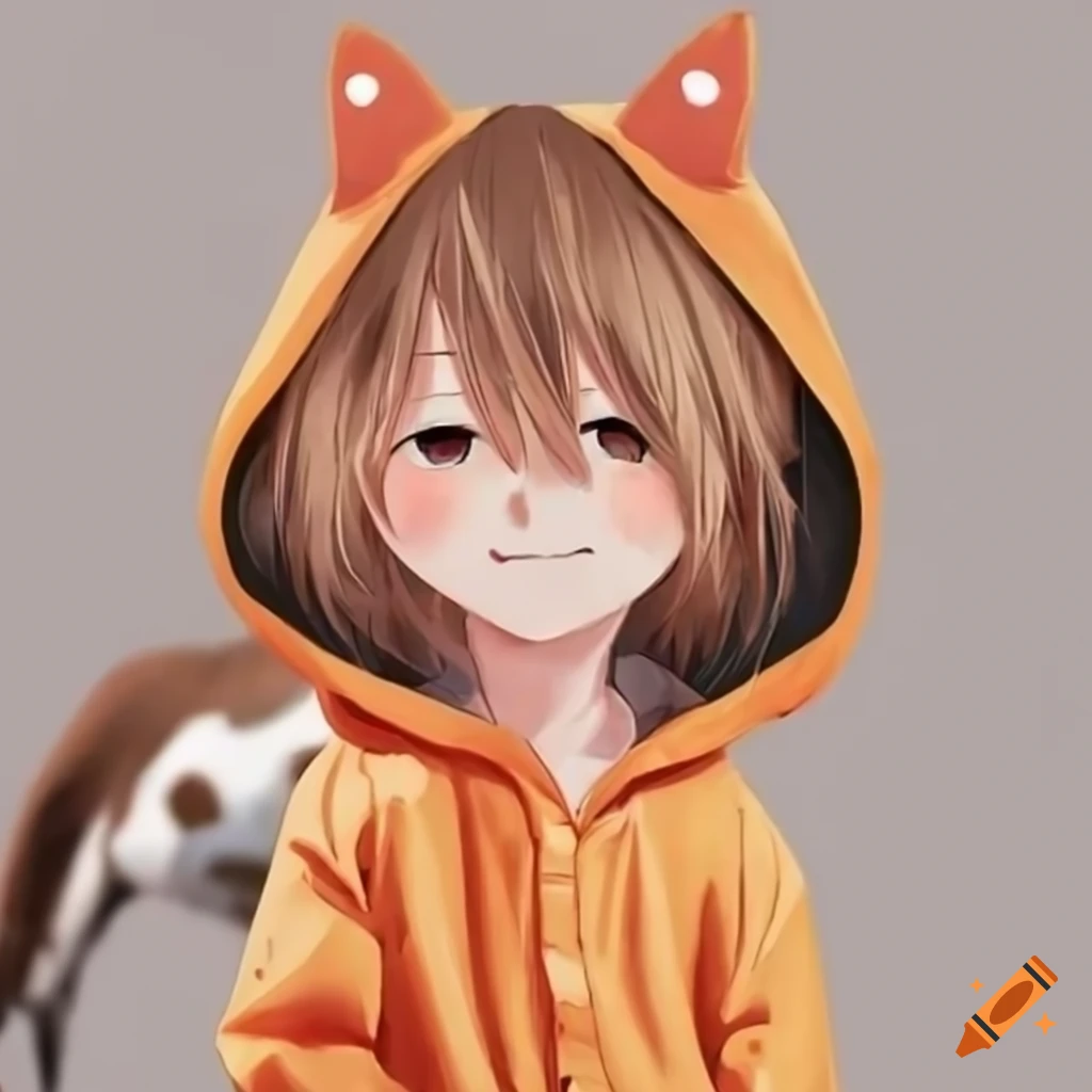 Boy in shibo inu pajamas riding a horse on Craiyon