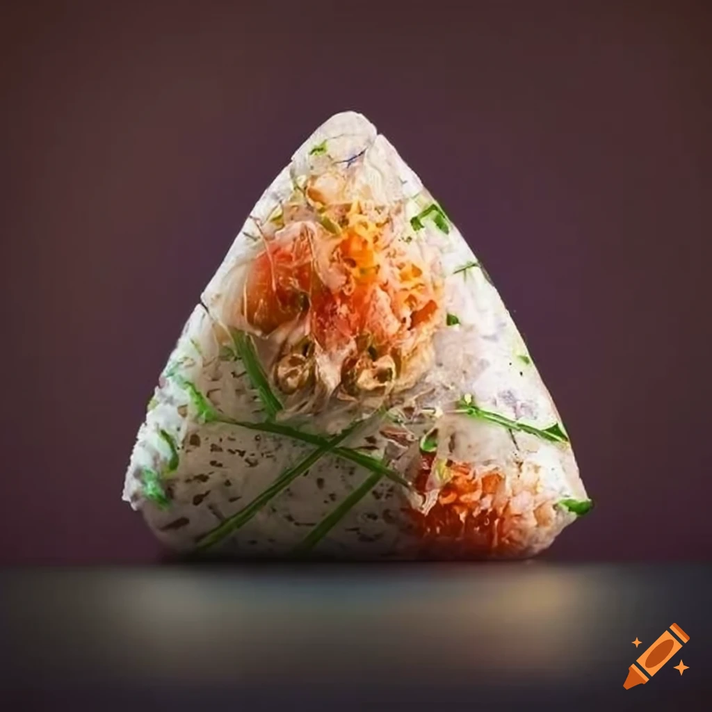 Realistic Photo Of Triangular Nori Wrapped Onigiri For A Japanese Food realistic-photo-of-triangular-nori-wrapped-onigiri-for-a-japanese-food