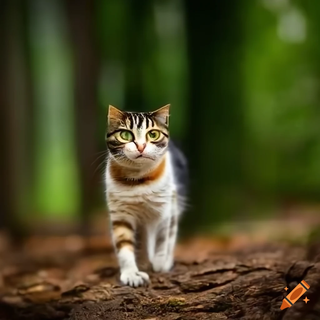 Cat in forest on Craiyon