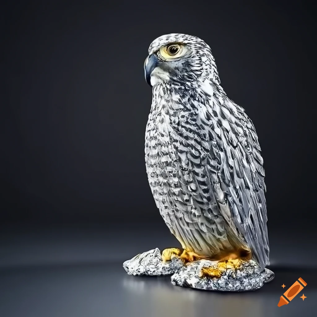 Sparkling diamond-covered falcon statue on Craiyon