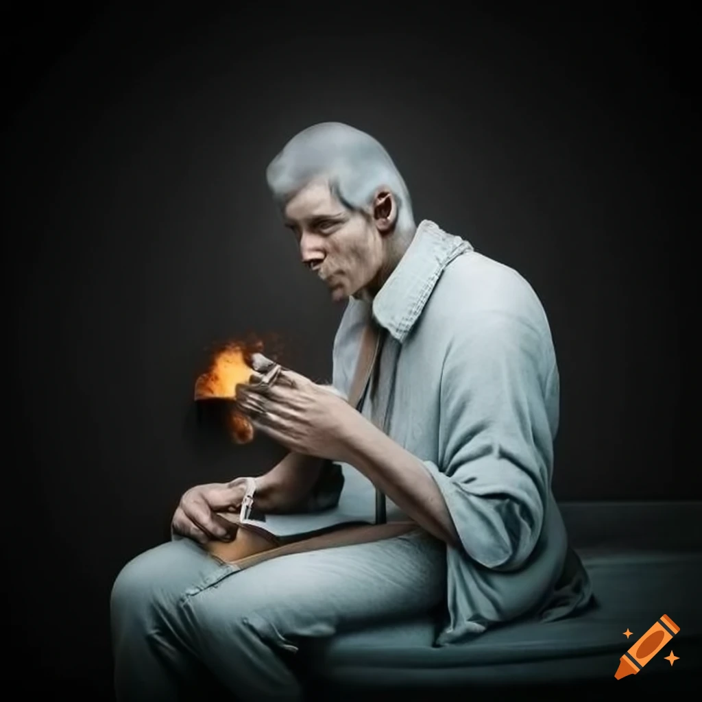 Man sitting on toilet smoking on Craiyon