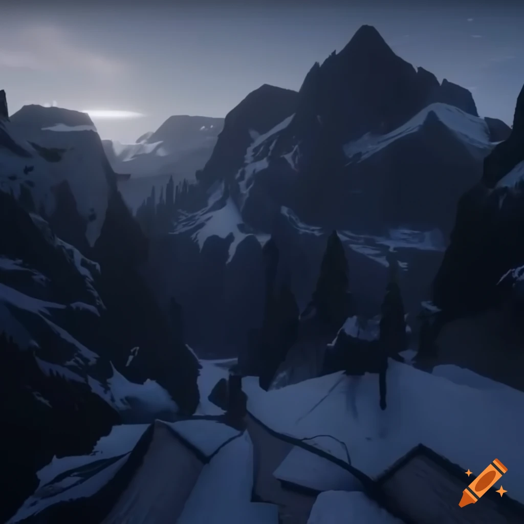 Unreal engine 5 snowy mountain scene