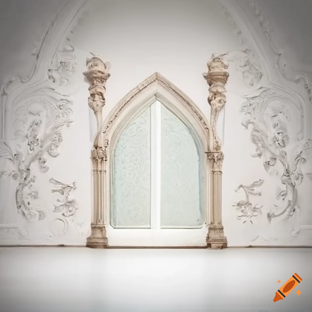 Rococo-style interior with window pillars and altar on Craiyon