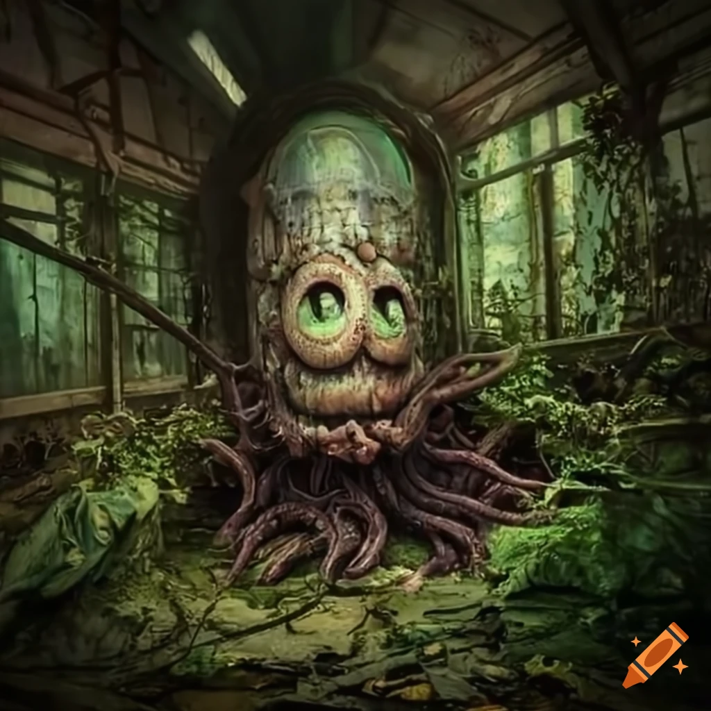 Striking artwork of a masked eldritch figure with gold accents and lush ...