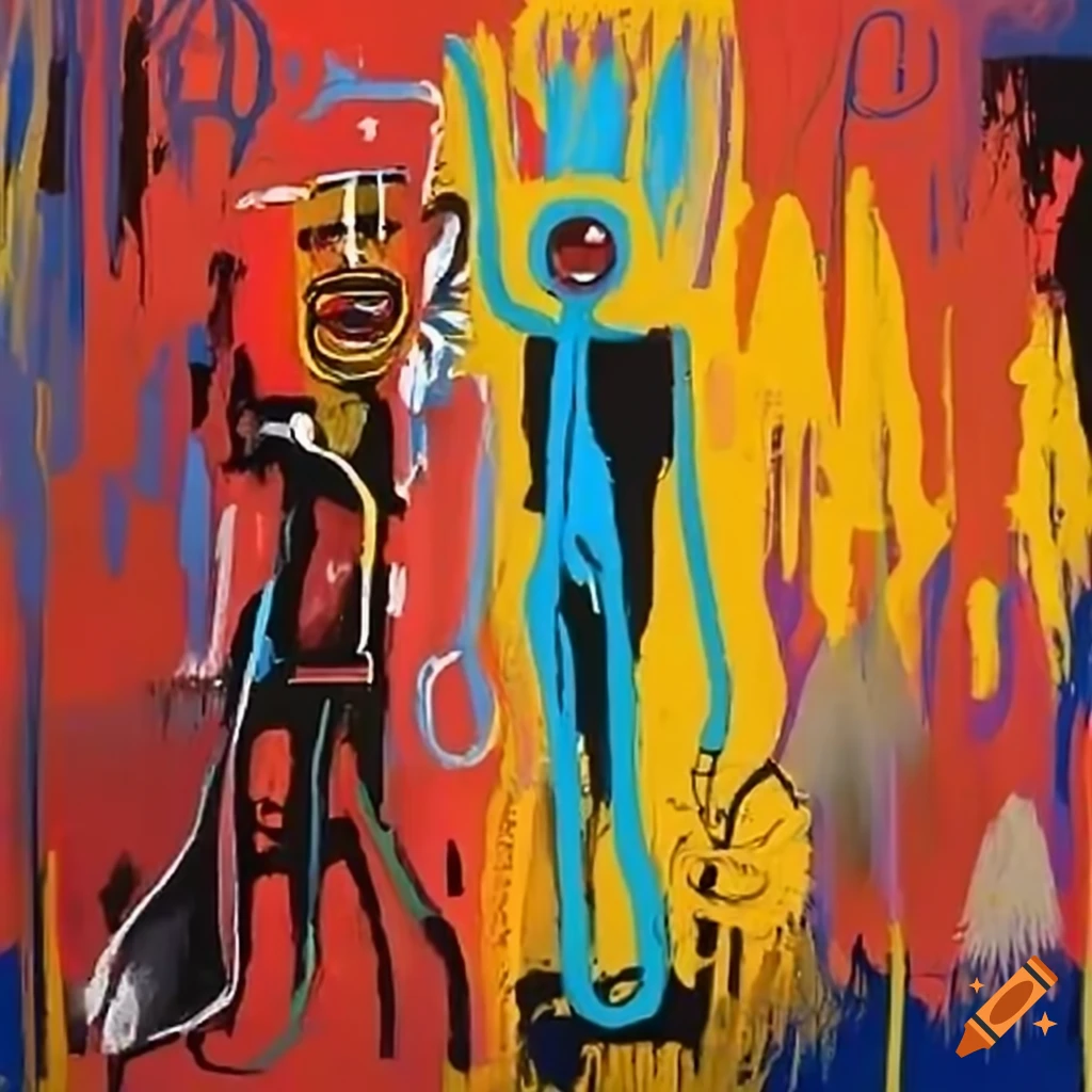Colorful and expressive abstract painting by jean michel basquiat