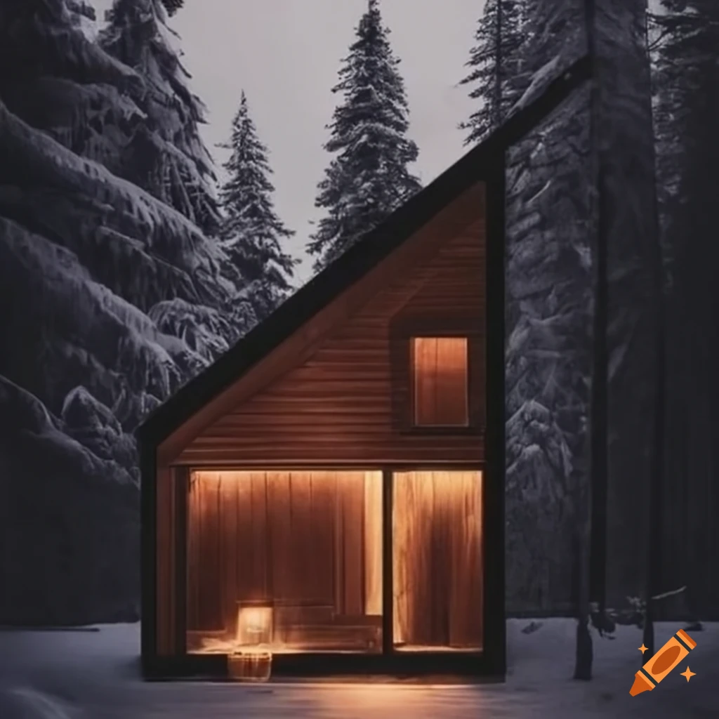 Cozy minimal cabin architecture