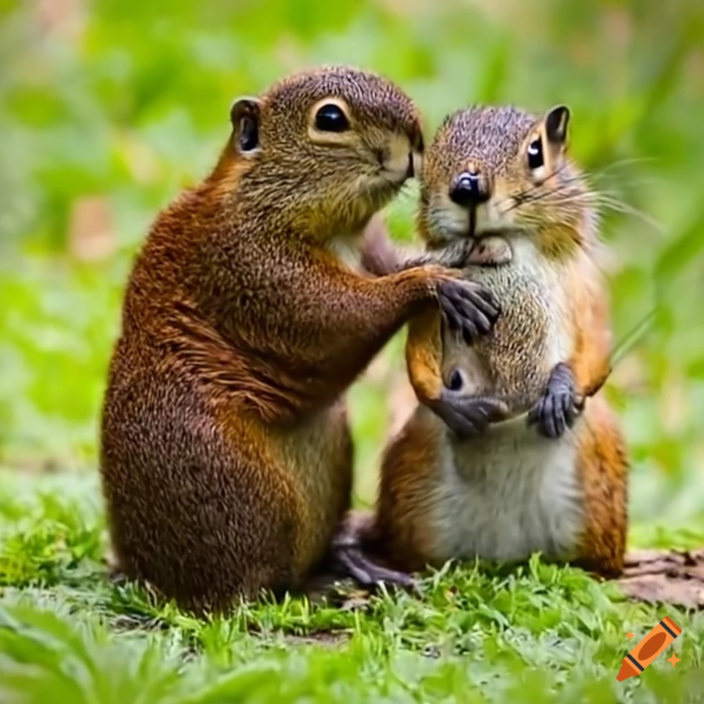 Two squirrel kissing on Craiyon