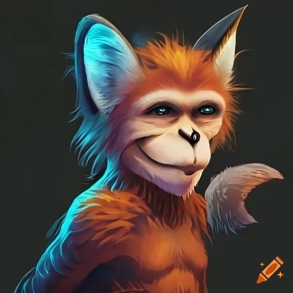 Digital art of a monkey fox hybrid on Craiyon