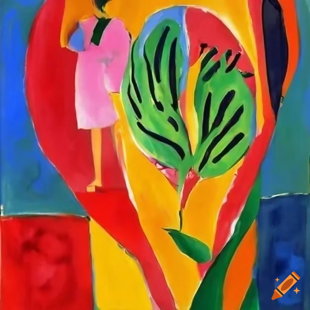 Henry matisse's abstract painting with a girl and a tulip on Craiyon