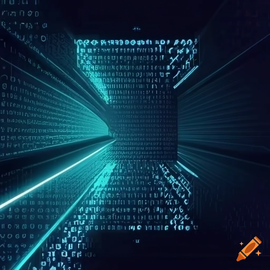 Futuristic design with glowing 'INET' text and binary code on Craiyon