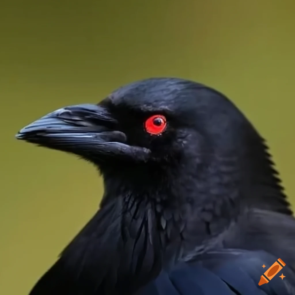 Intimidating red-eyed crow on Craiyon