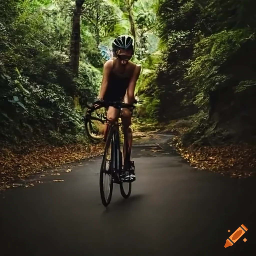 Cyclist celebrating a race win on Craiyon