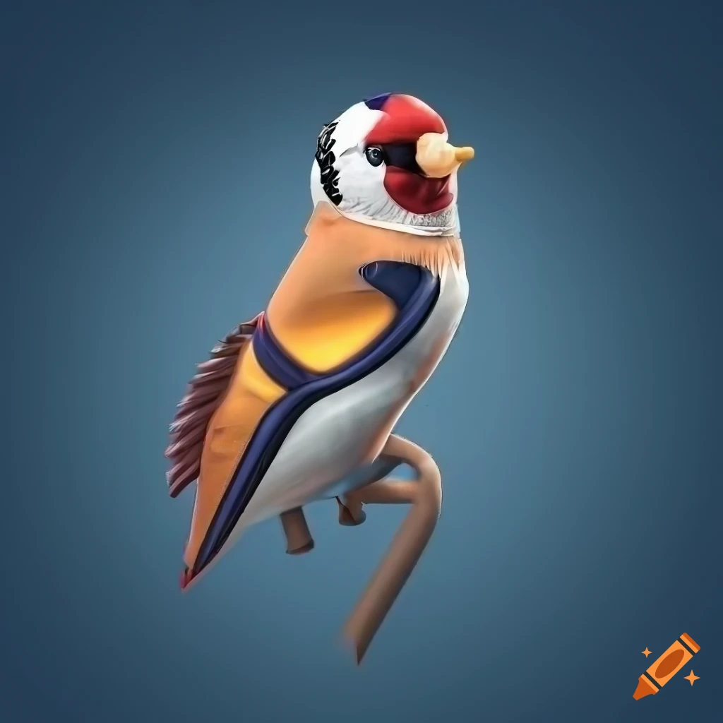 Detailed illustration of a european goldfinch bird on Craiyon