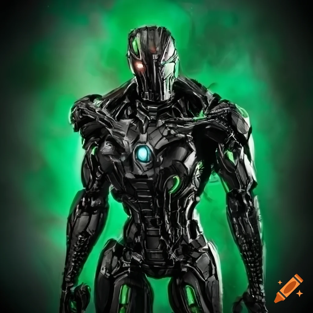 Digital art of black and green ultron on Craiyon