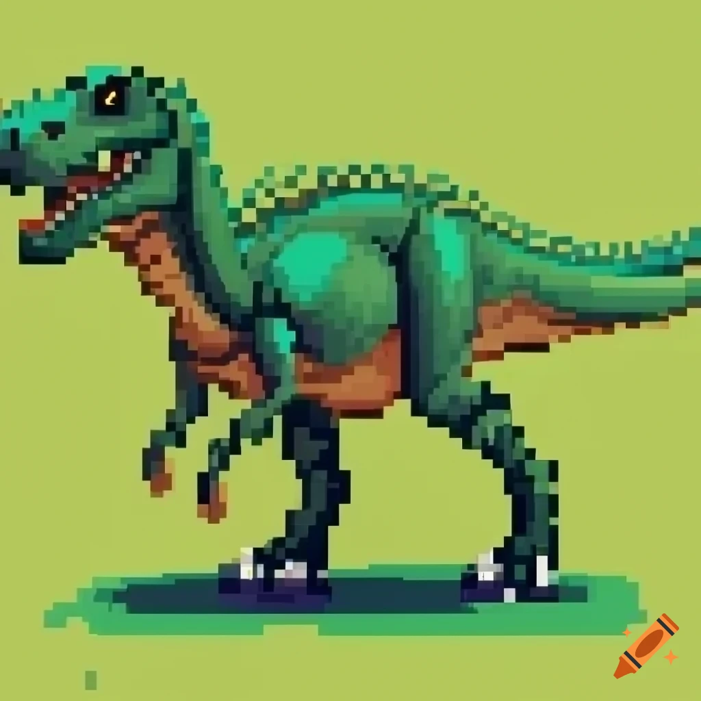 Electric pixel art dinosaur dragon on Craiyon