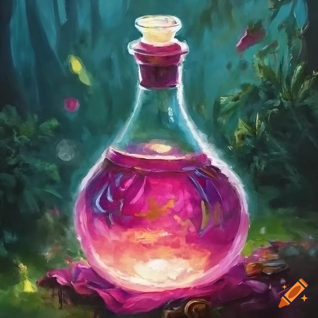 Neo traditional tattoo of fantasy elixir bottles on Craiyon