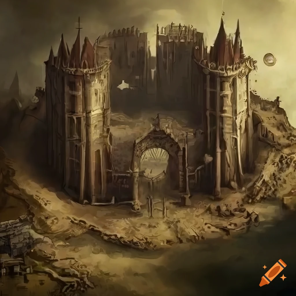 Hyperrealistic fantasy map of a gnoll fortress on old paper on Craiyon