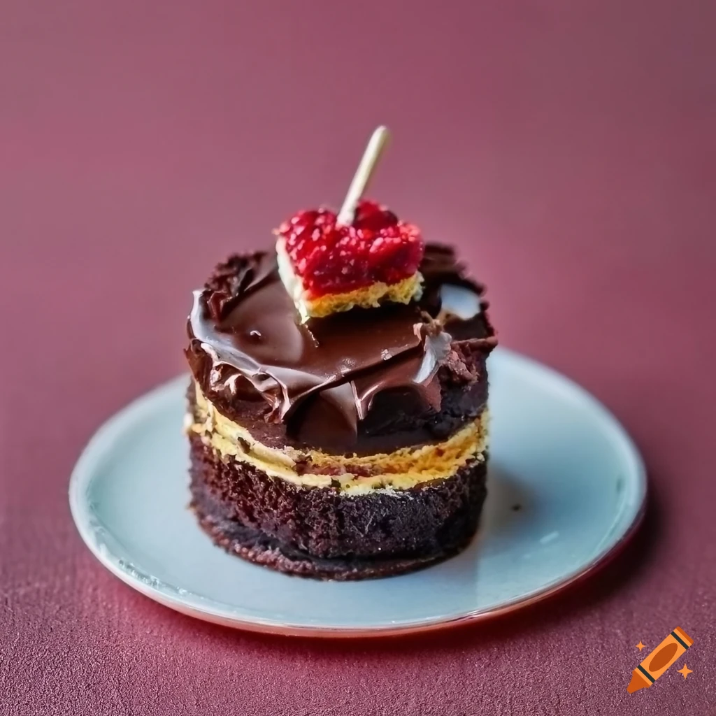 Miniature chocolate cake on a plate