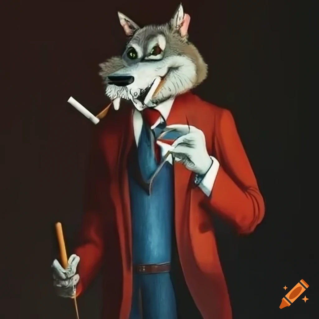 Cartoon character smoking a cigarette