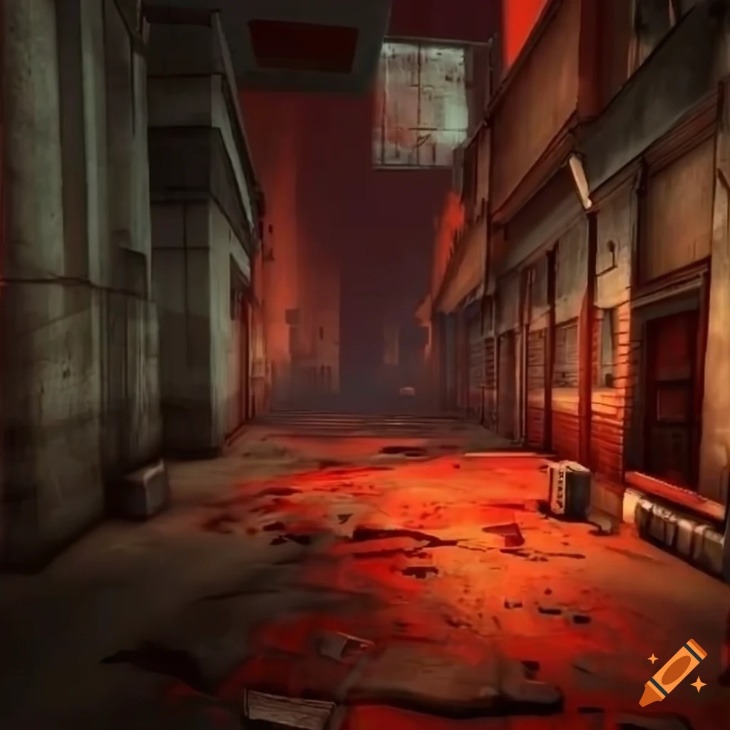 Apocalyptic city with blood red tint on Craiyon