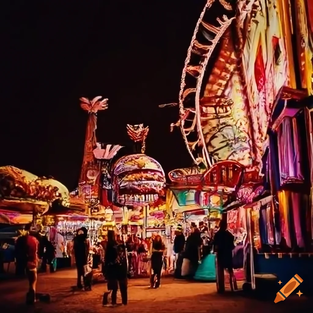 Funfair market scenery on Craiyon