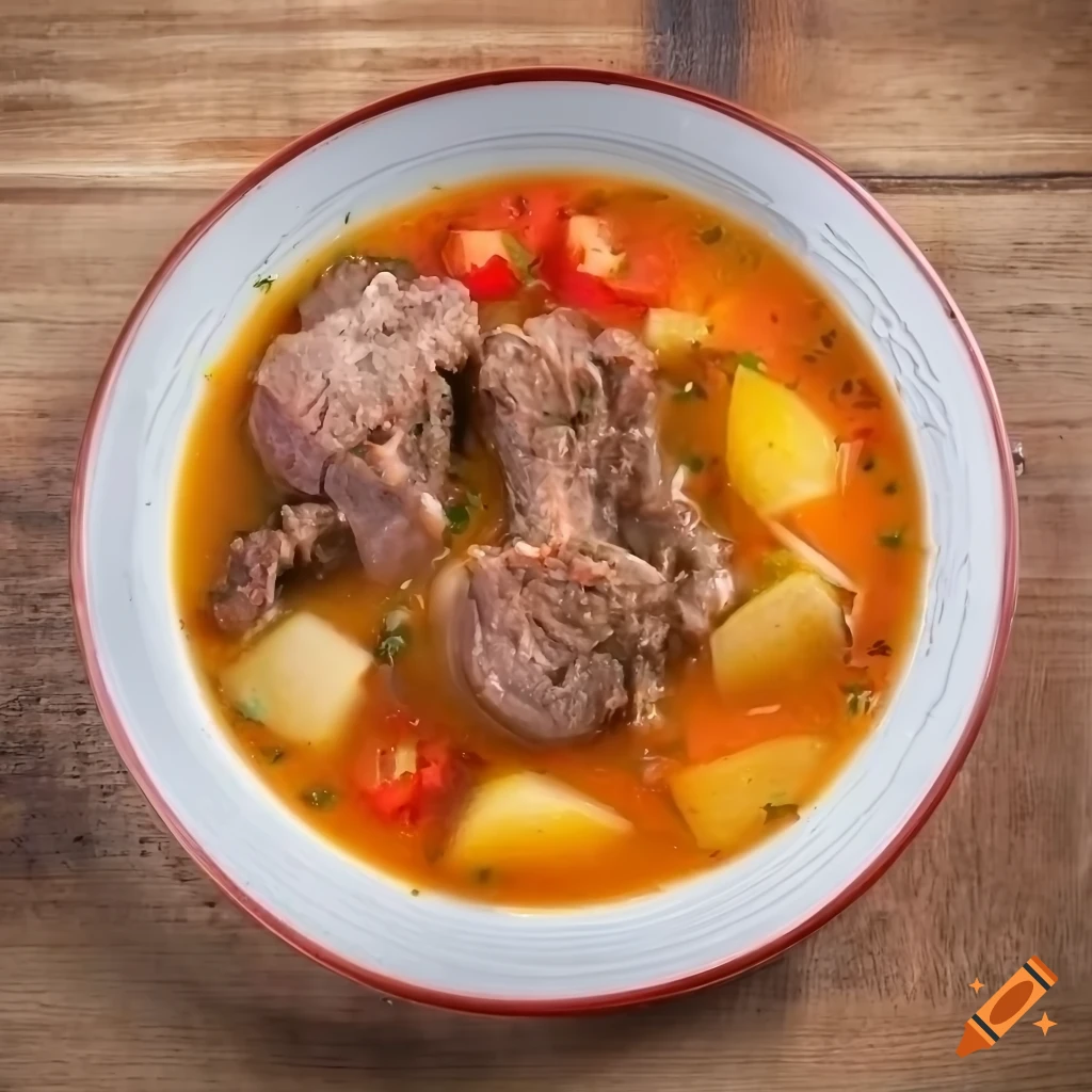 Delicious lamb soup with vegetables and herbs on Craiyon