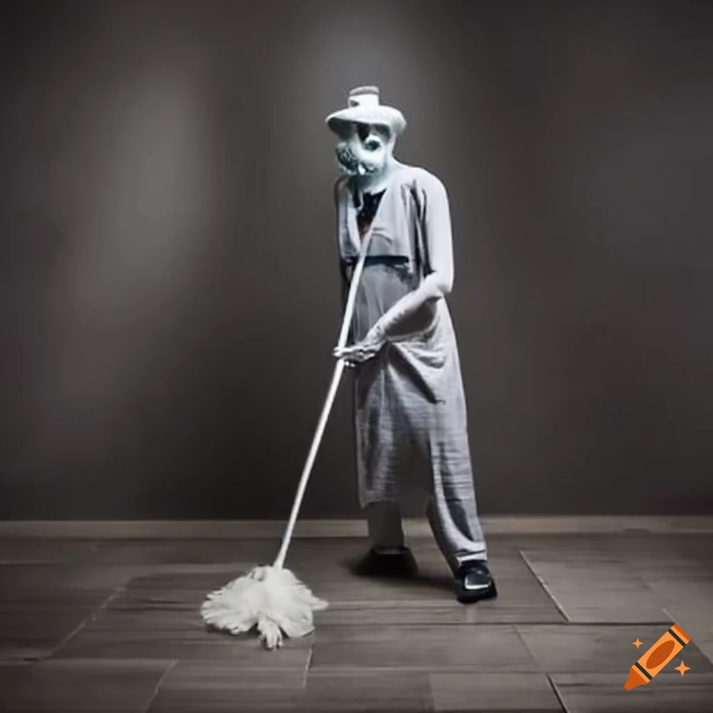 Ghostly janitor with a mop on Craiyon