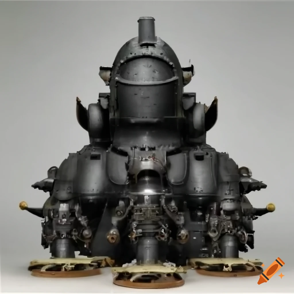 Photo-realistic illustration of a knight-shaped steam locomotive on Craiyon