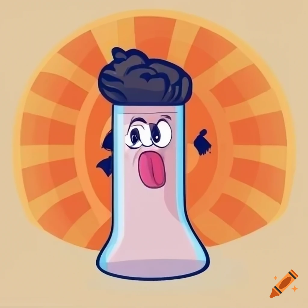 Cartoon style bong with face in the sunset