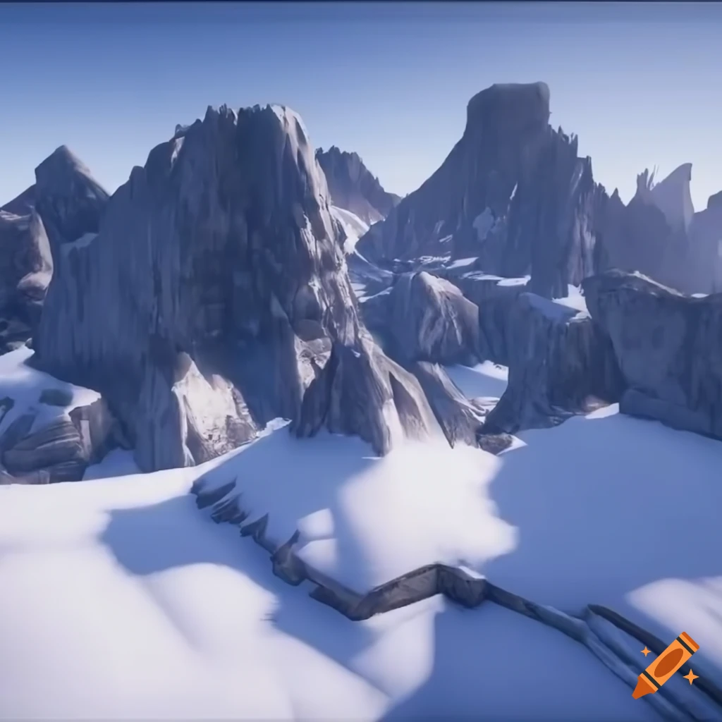 Snowy mountains in unreal engine 5 on Craiyon