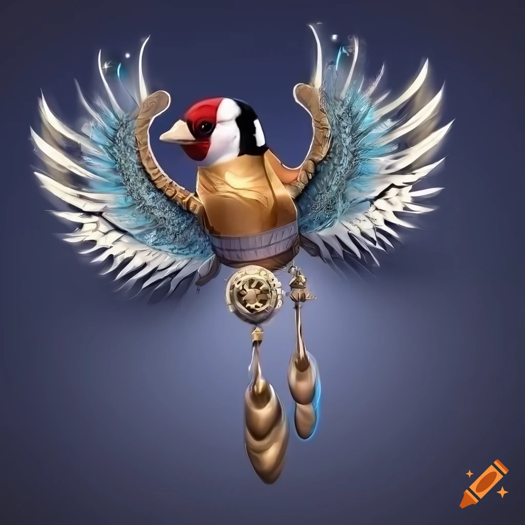 Detailed illustration of a european goldfinch bird