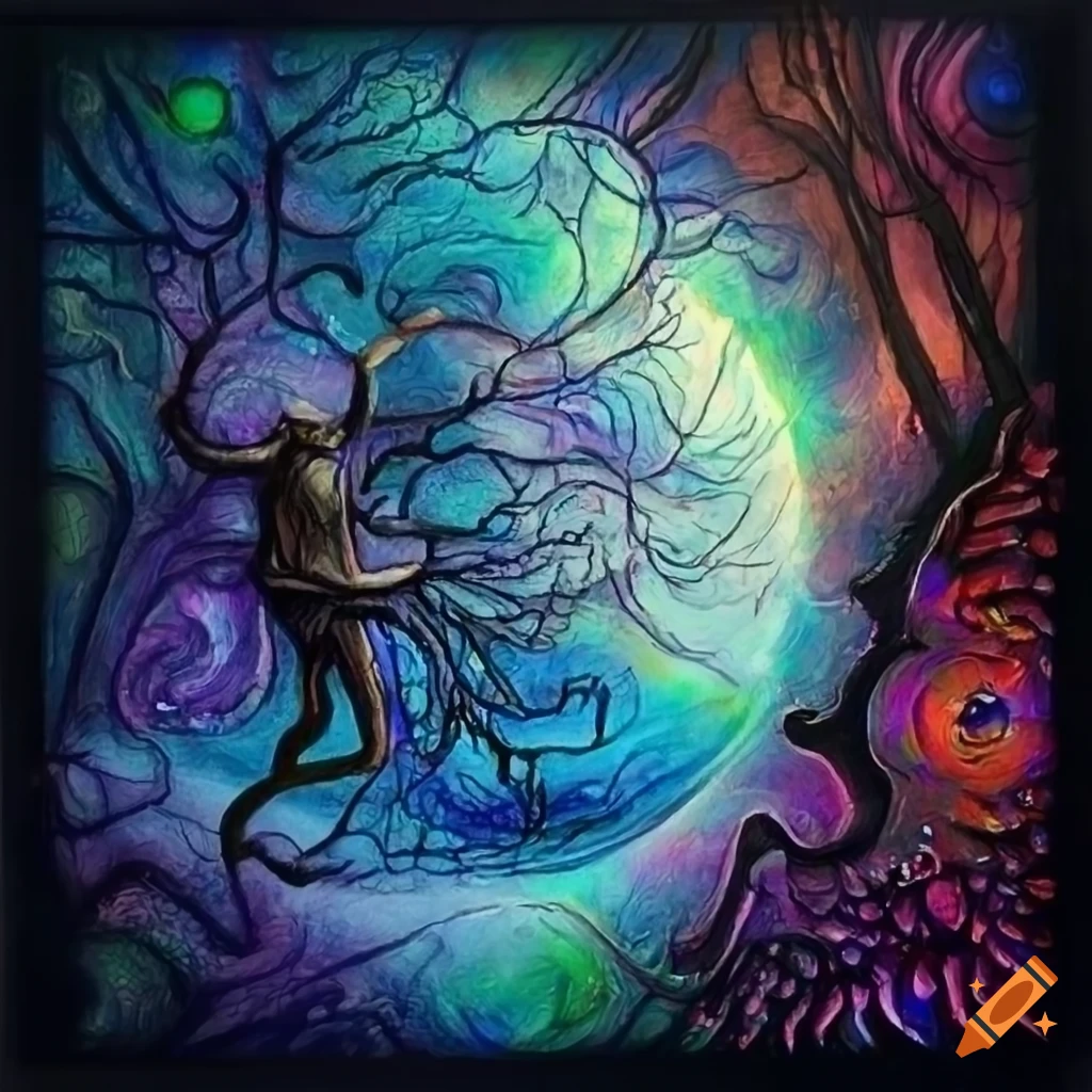 Vibrant painting of a toten hunting at night on Craiyon