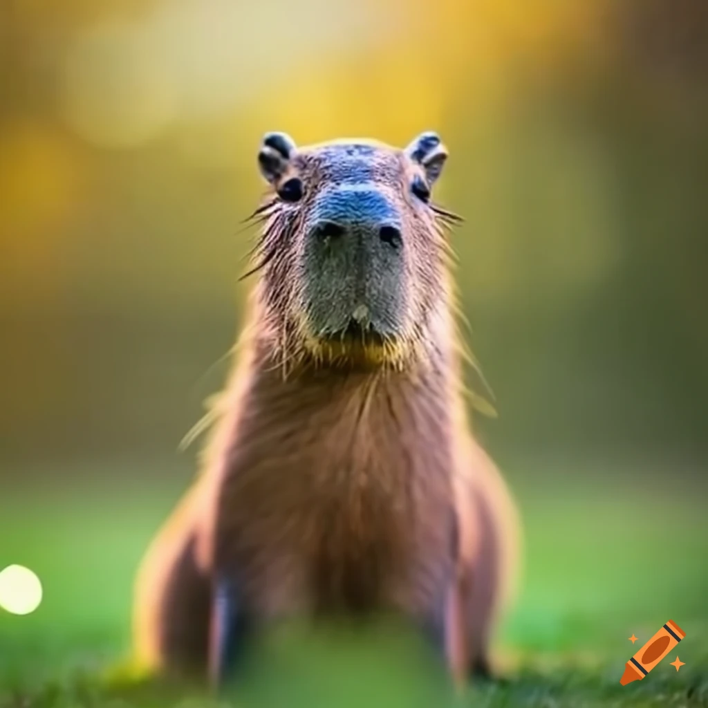 Realistic capybara sitting on grass on Craiyon