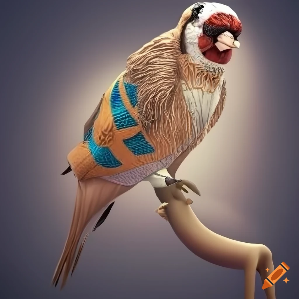 Detailed illustration of a european goldfinch bird on Craiyon