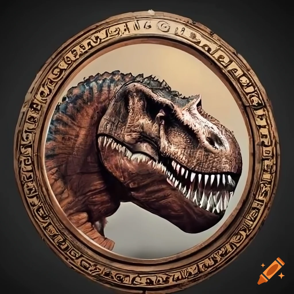 Greek shield with a tyrannosaurus rex design on Craiyon