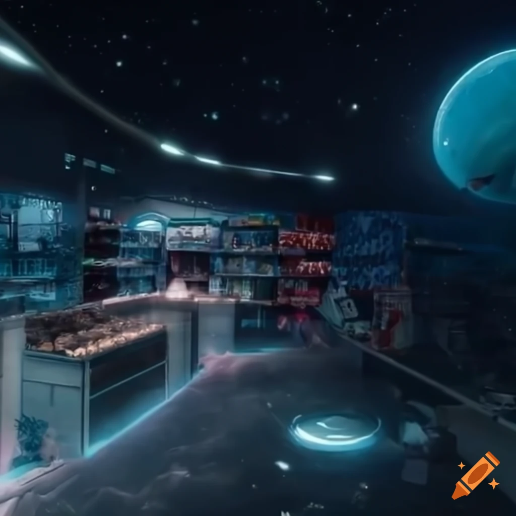 Space candy shop illustration on Craiyon