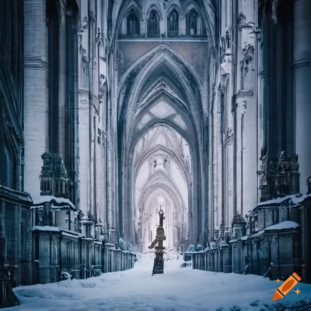 Snow covered cathedral on Craiyon