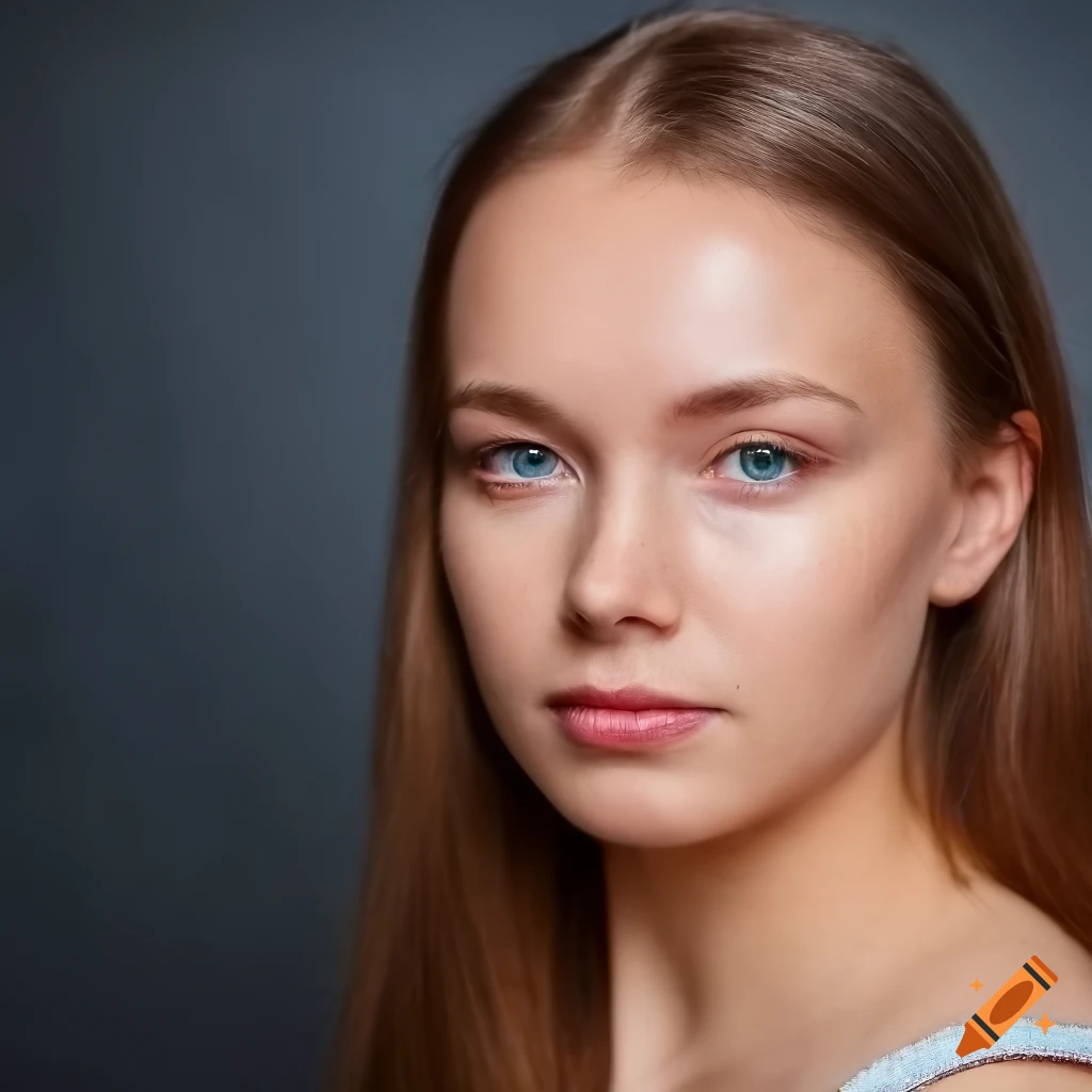 Close-up portrait of a young Russian woman with intricate textures on ...