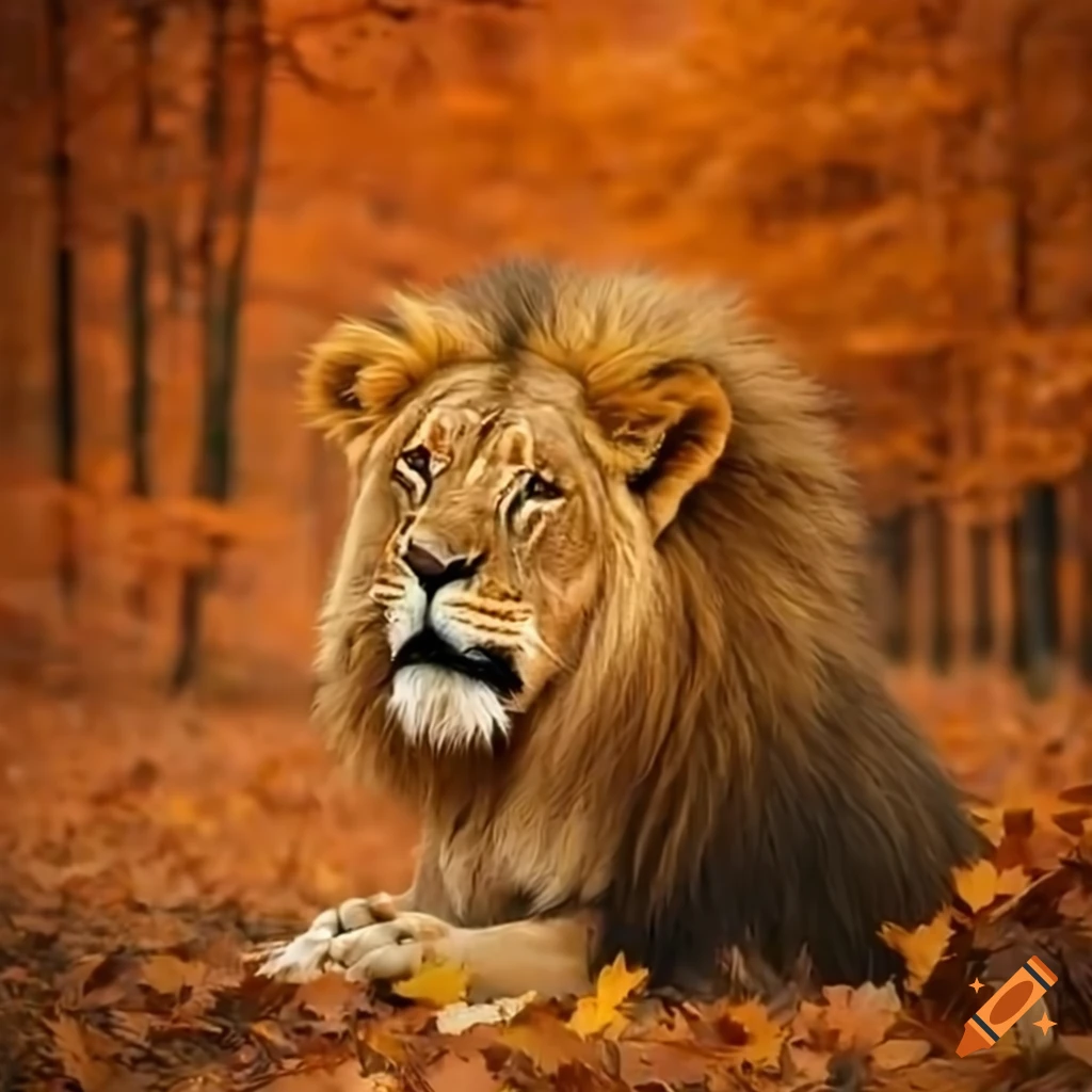 Autumn Lion Wallpaper